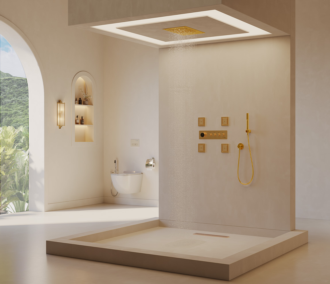 4 Way Thermostatic Valve Volume Control - Gold | Hindware